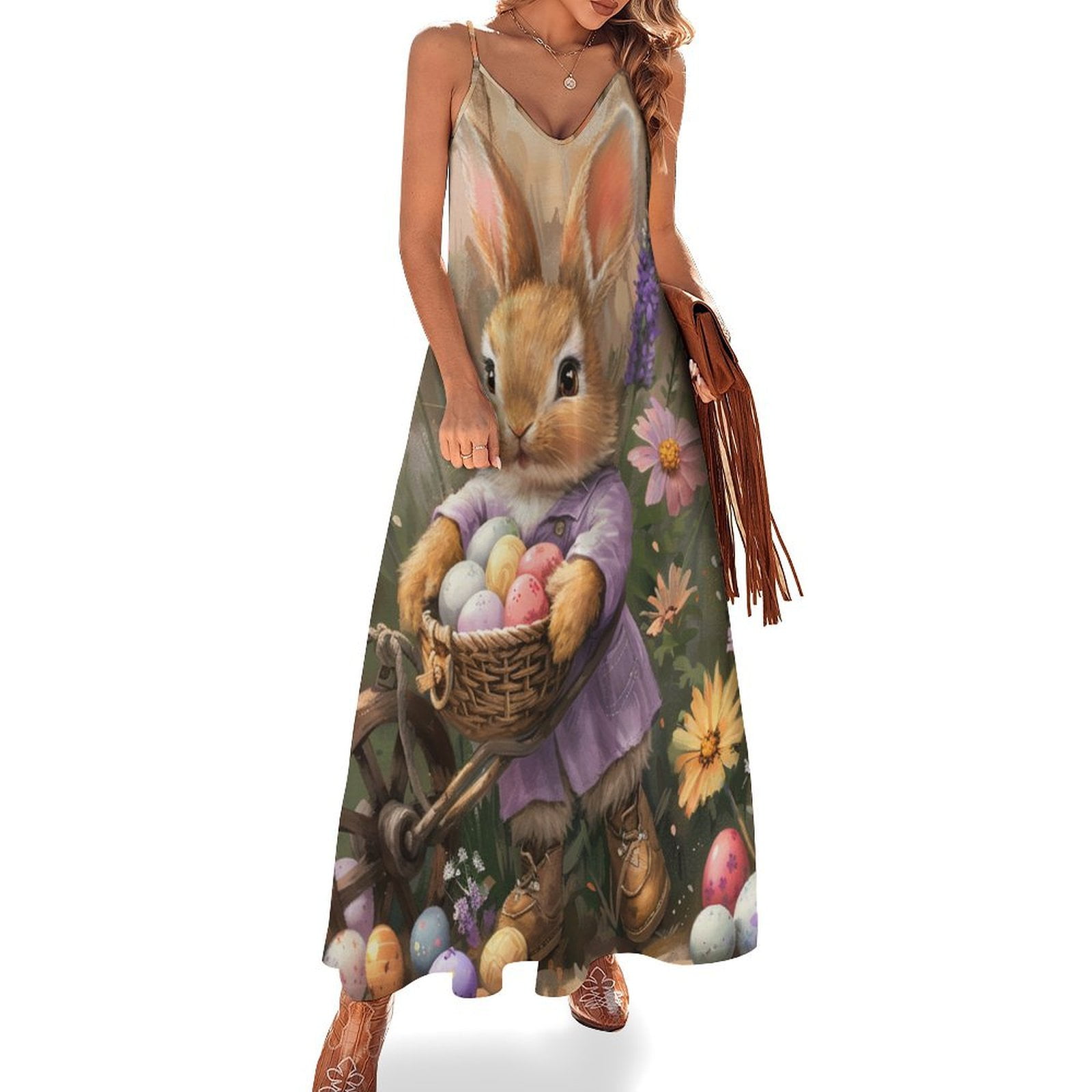 Easter Bunnies Rabbits Sleeveless Dress Women's Luxury Party Dress ...