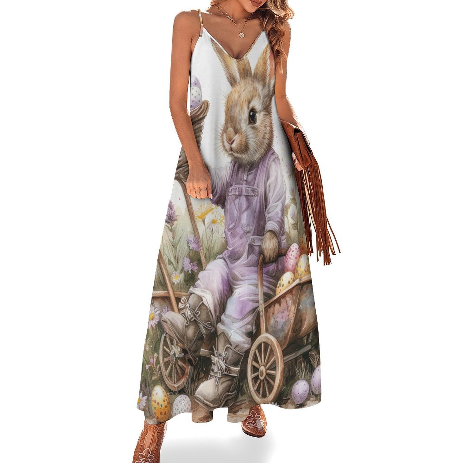 Easter Bunnies Rabbits Sleeveless Dress Women's Luxury Party Dress ...