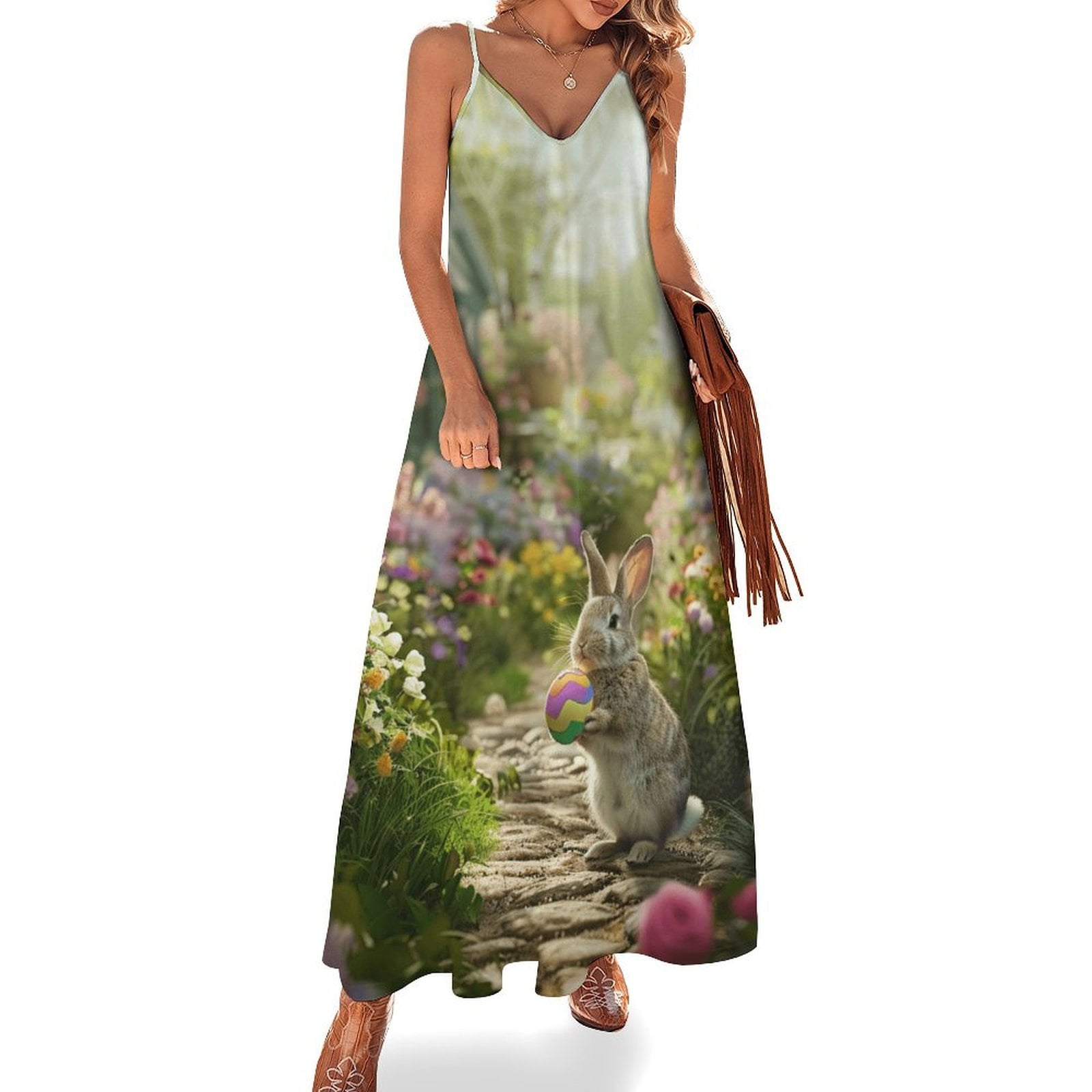 Easter Bunnies Rabbits Sleeveless Dress Women's Luxury Party Dress ...
