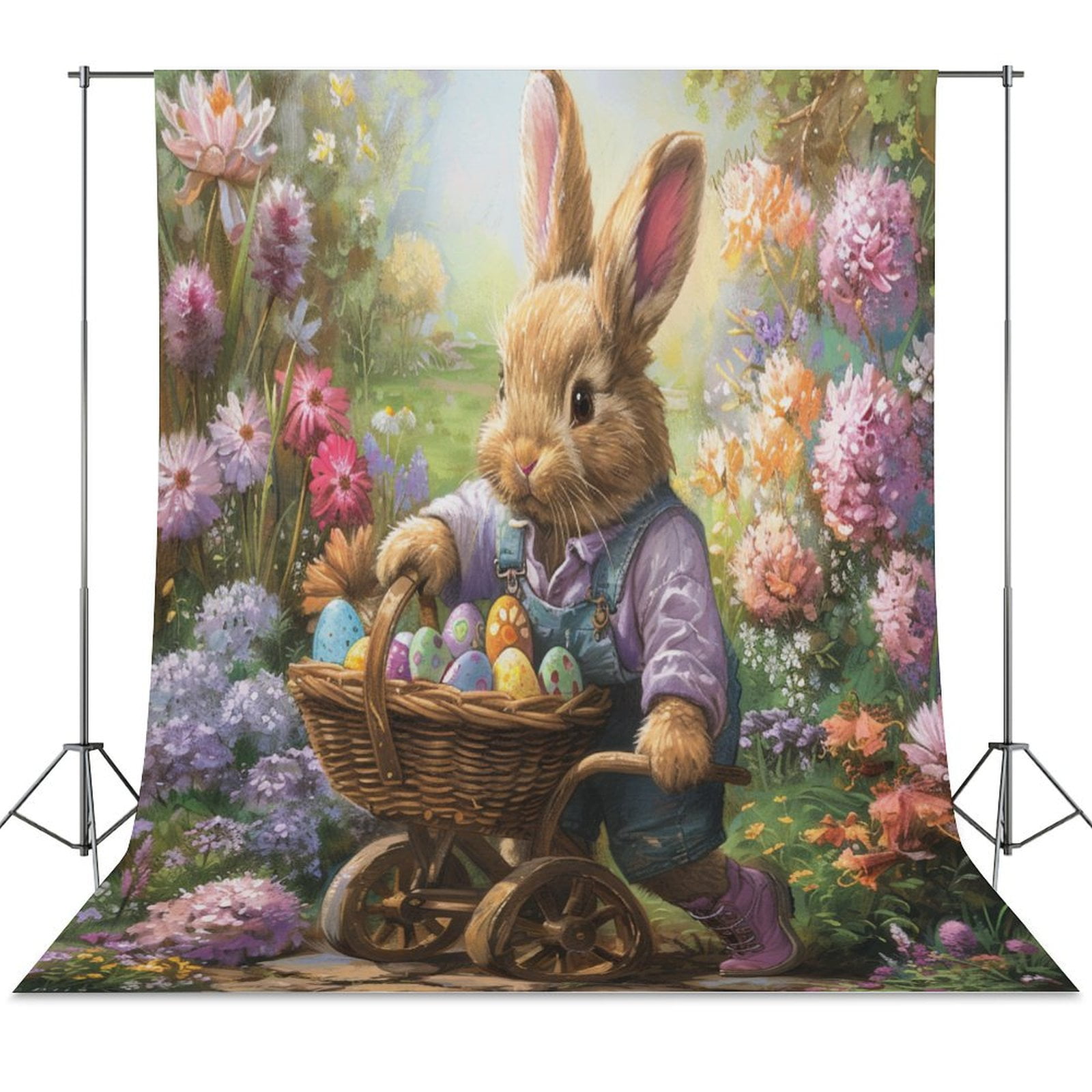 Easter Bunnies Rabbits Spring Wall Backdrop Background Floral Backdrops ...