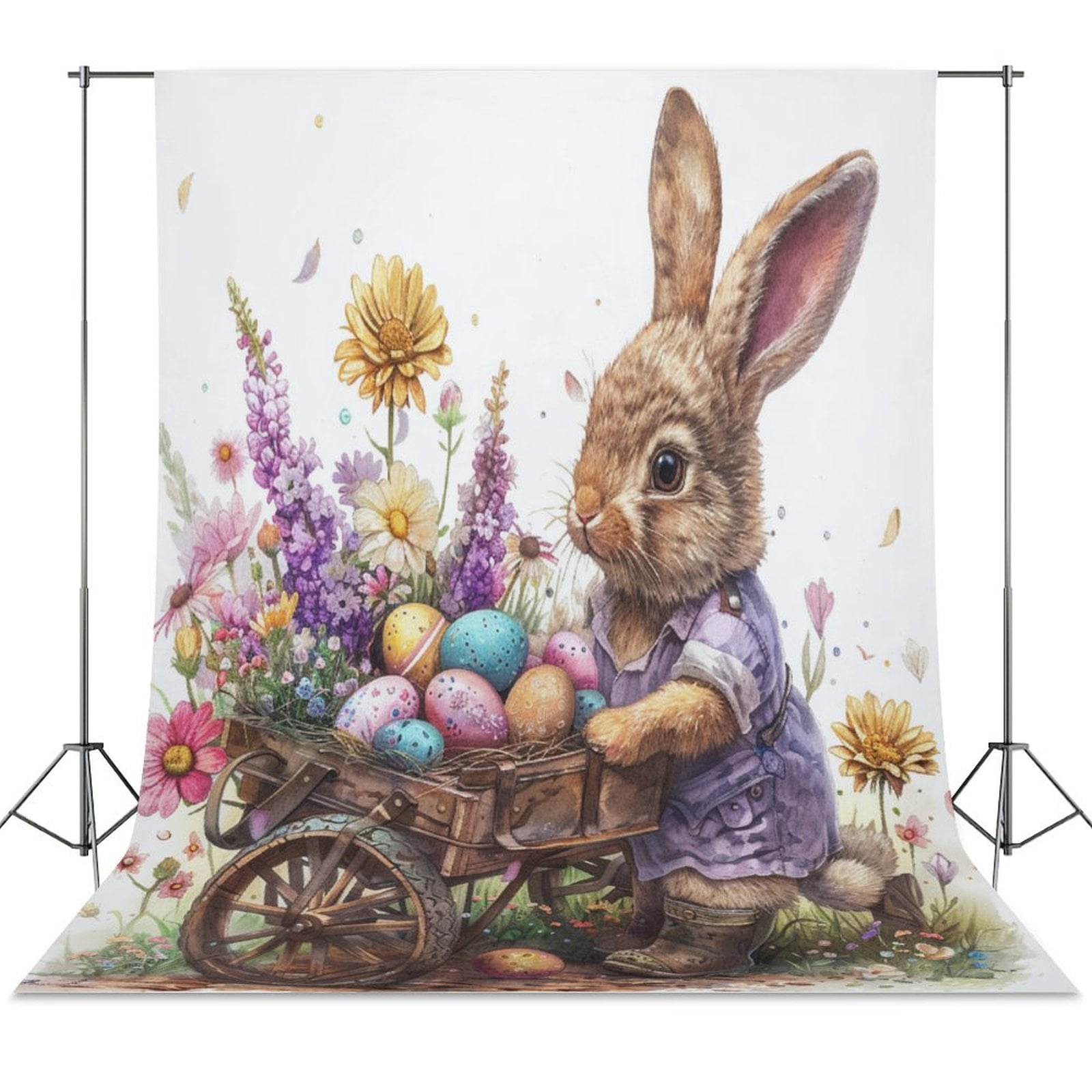 Easter Bunnies Rabbits Spring Wall Backdrop Background Floral Backdrops ...