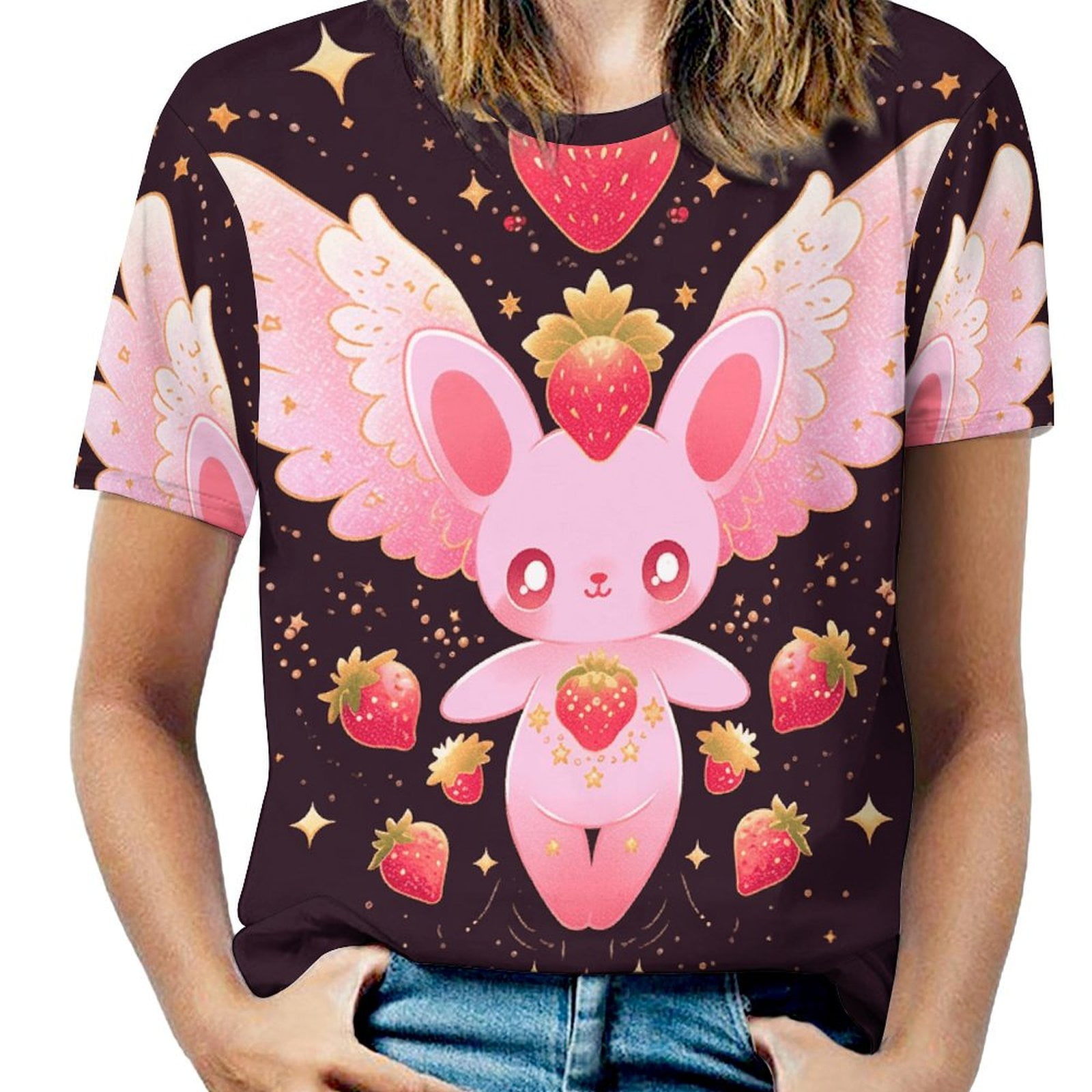Easter Bunnies Rabbits T Shirts Basic T-Shirt Short Sleeve Ladies Tee ...