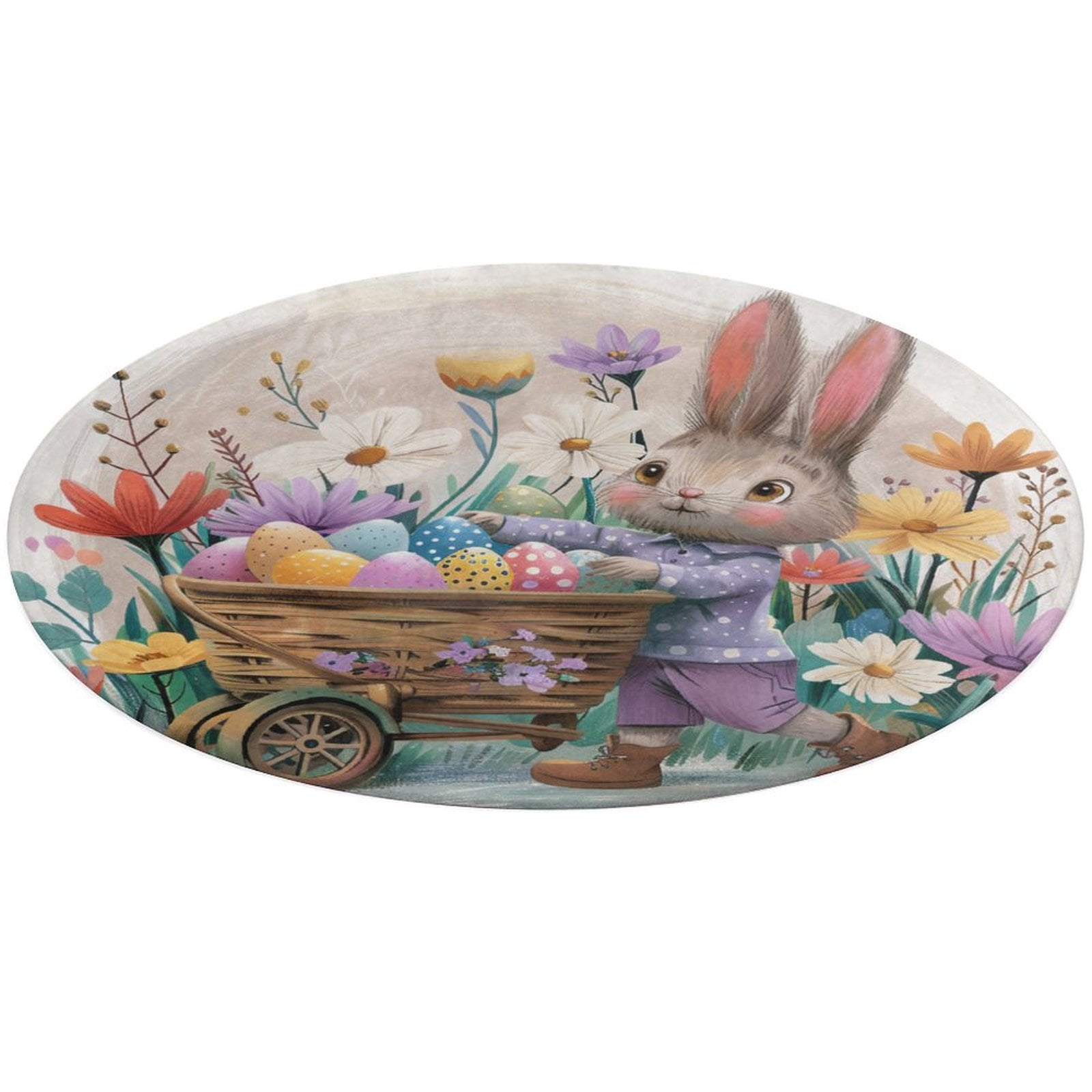 Easter Bunnies Rabbits Washable Round Rug -Circle Area Rugs for Nursery ...