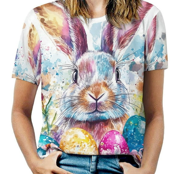 Easter Bunnies Rabbits Women's T-Shirt Short Sleeve T Shirts Tops Tee ...