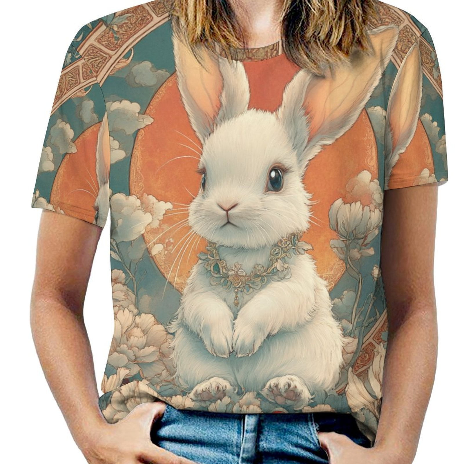 Easter Bunnies Rabbits Women's T-Shirt Short Sleeve T Shirts Tops Tee ...