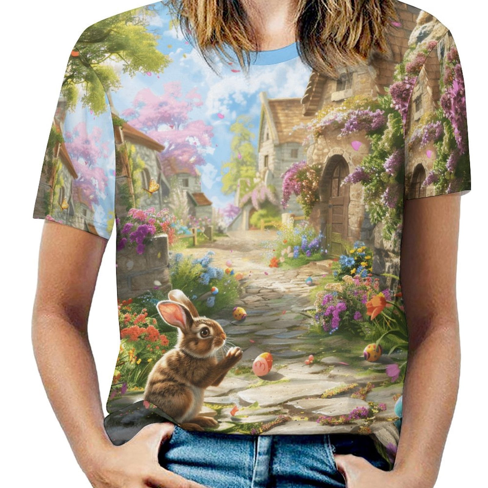 Easter Bunnies Rabbits Womens Tops Women's Fashion Casual Short Sleeve ...