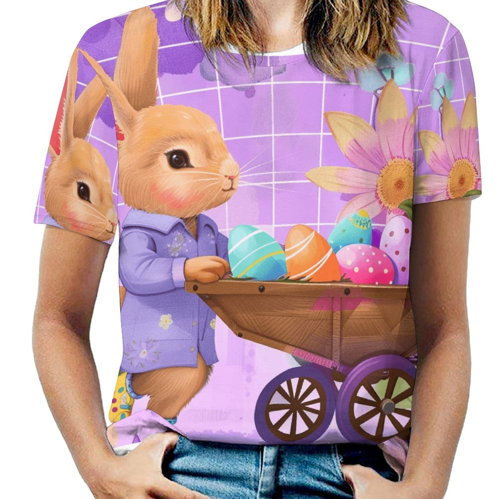 Easter Bunnies Rabbits Womens Tops Women's Fashion Casual Short Sleeve ...