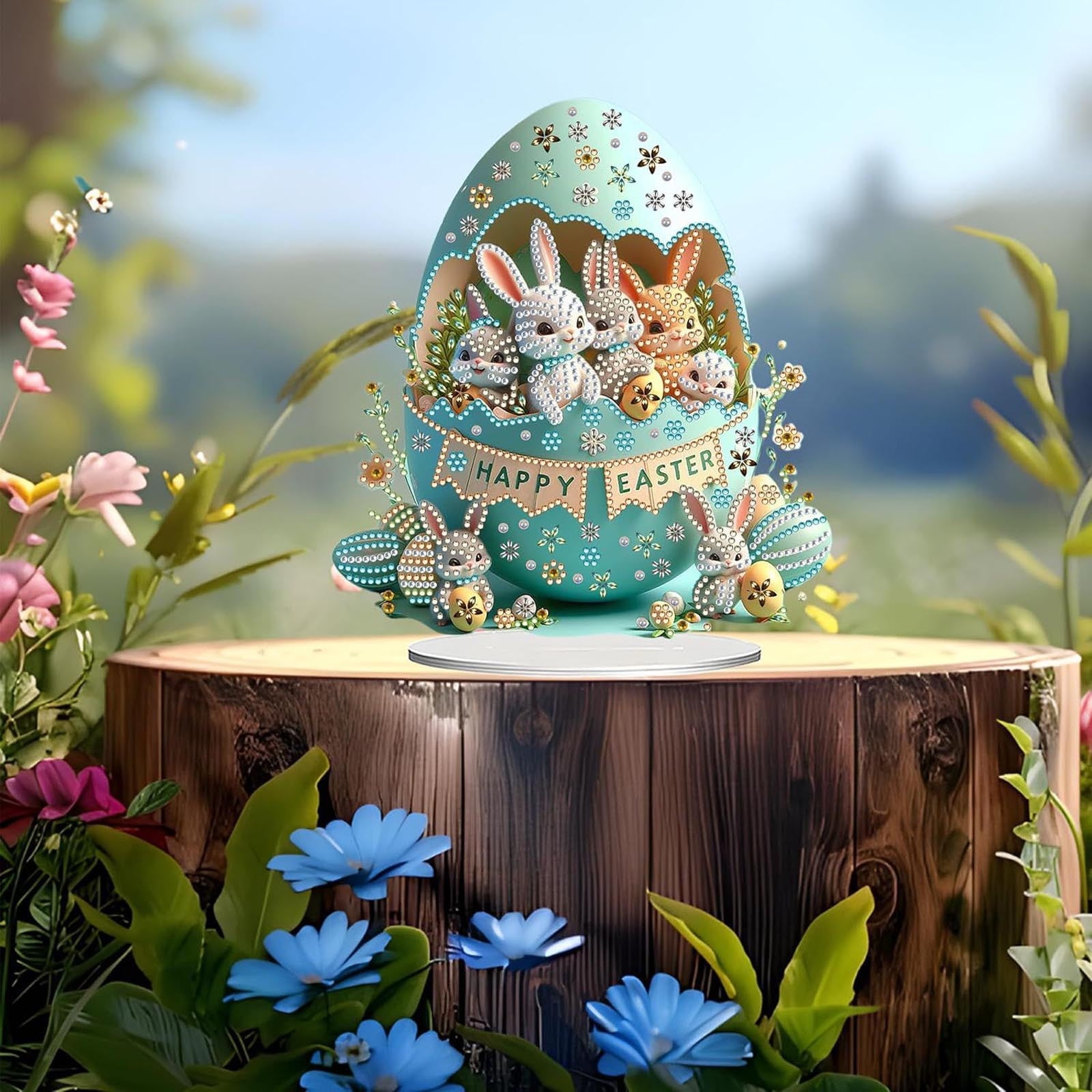 Easter Bunny Acrylic Desktop Ornament - Two-Handed Bohemian Style Home ...