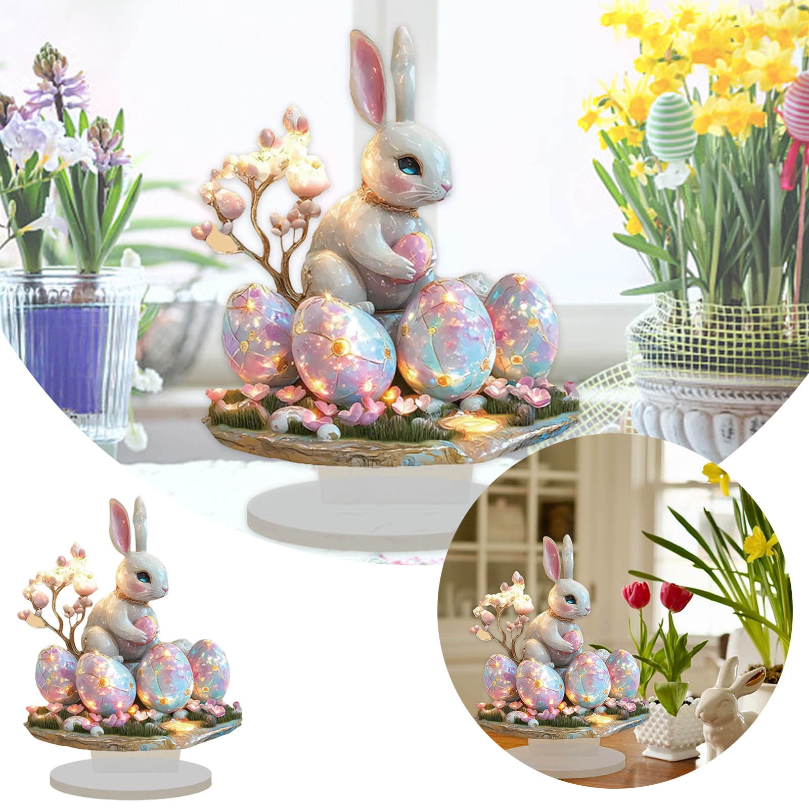Easter Bunny Acrylic Signs Figurines Easter Bunny Statues Table ...