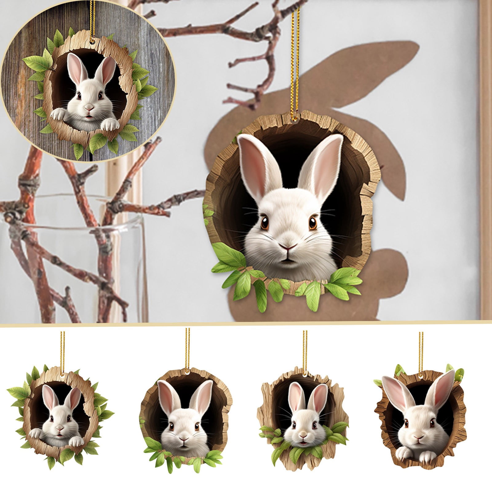 Easter Bunny Acrylic Suncatcher Ornaments for Spring Tree Hanging ...