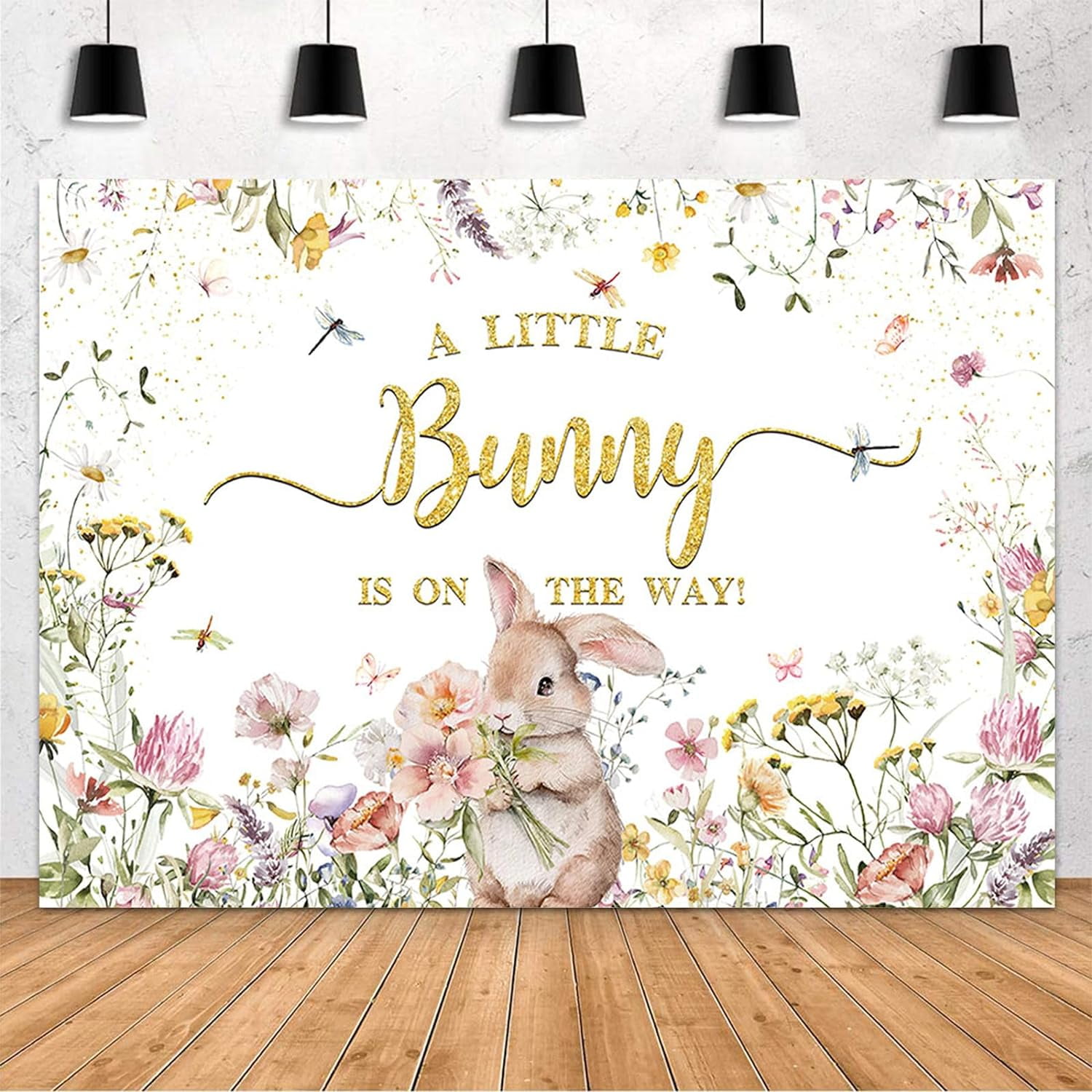 Easter Bunny Baby Shower Backdrop for Girl A Little Bunny is on The Way Easter Baby Shower ...
