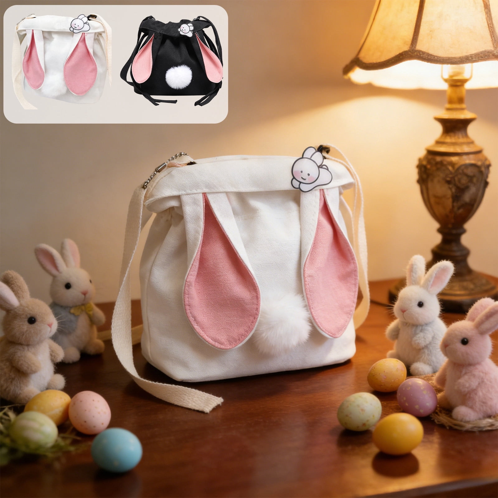 Easter Bunny Backpack,Cute Bunny Ear Crossbody Bag, Plush Bunny Tail ...