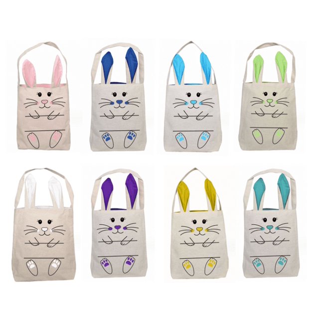 Easter Bunny Bags, Easter Bunny Baskets Rabbit Ears Design Jute Cloth ...