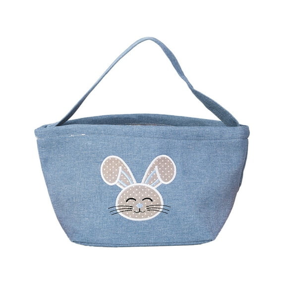 Easter Bunny Basket Bag Cute Cartoon Rabbit Head Pattern Print Tote for ...