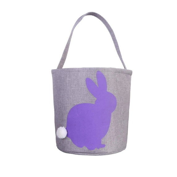 Easter Bunny Basket,Canvas Rabbit Print Basket with Fluffy Tail, Bucket ...