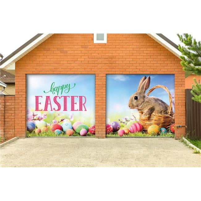 Easter Bunny Basket - Easter 7 ft. x 8 ft. Split Garage Door Decor ...
