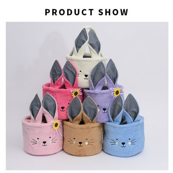 Easter Bunny Basket Plush Easter Bunny Tote Bags Cute Rabbit Design ...