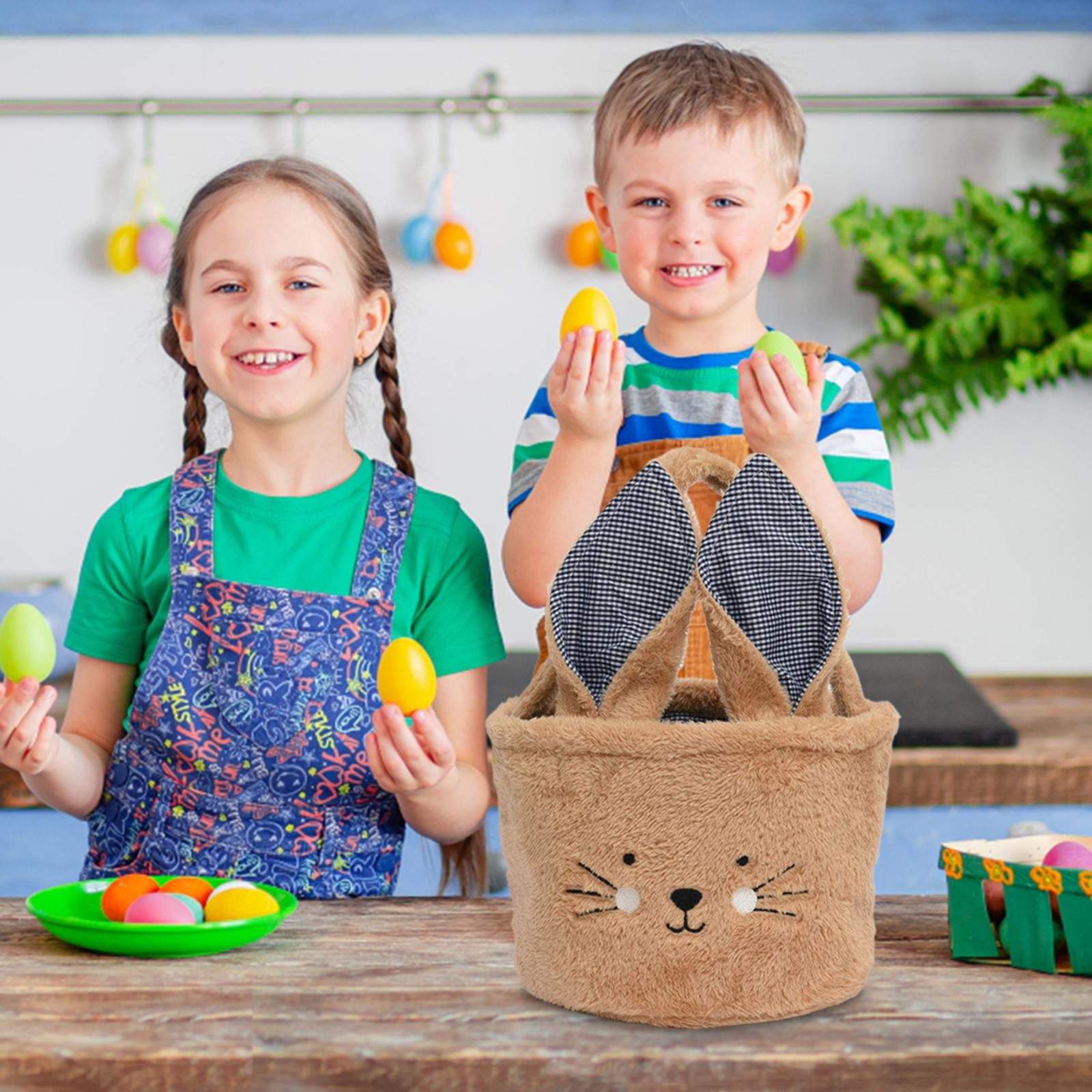 Easter Bunny Basket Plush White Tote Bag Cute Rabbit Design ...