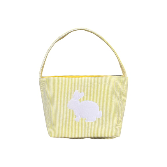 Easter Bunny Basket with Handle White Rabbit Pattern Striped Storage ...