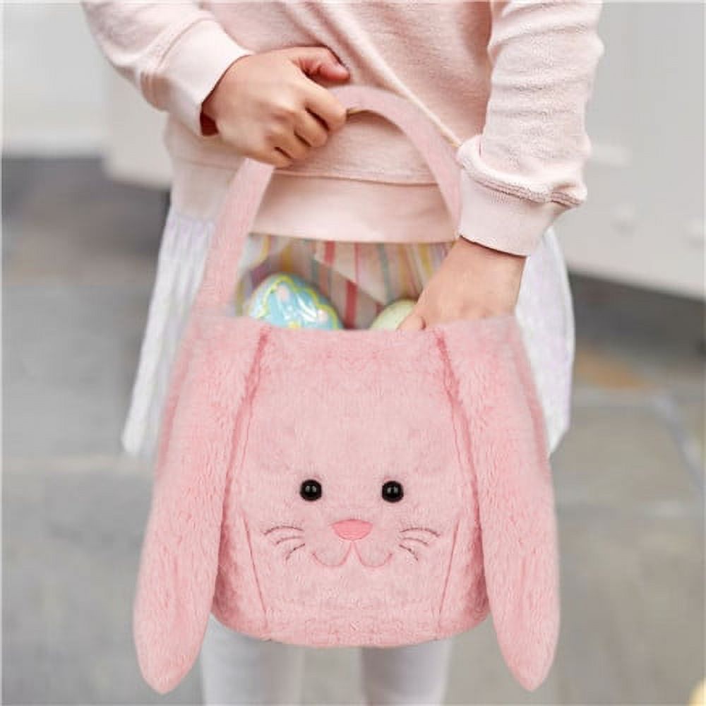 Easter Bunny Baskets Egg Hunt Rabbit Bucket Plush Bags for Kids Gift ...