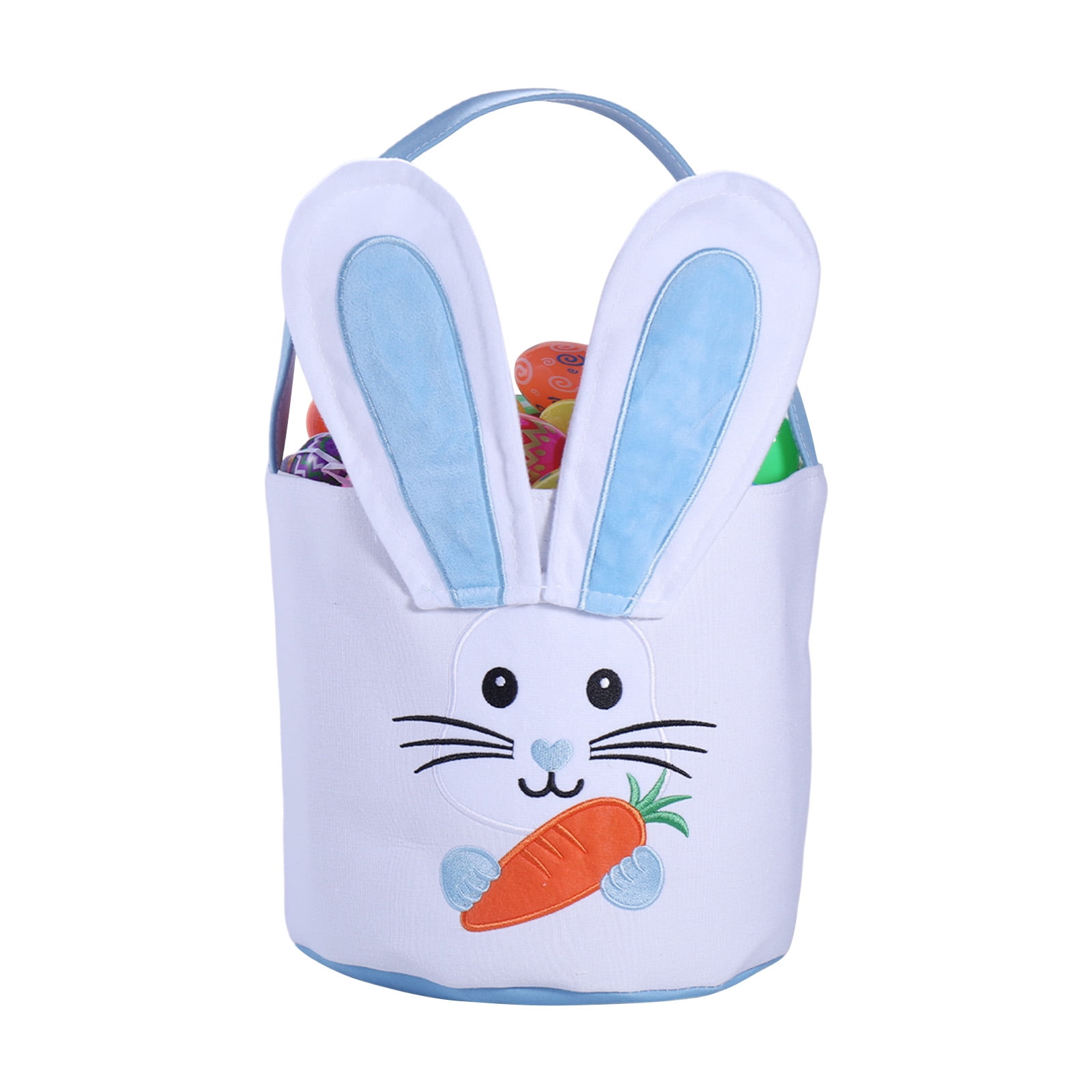 Easter Bunny Baskets for Kids, Plush Egg Hunt Bucket with Rabbit Ears ...