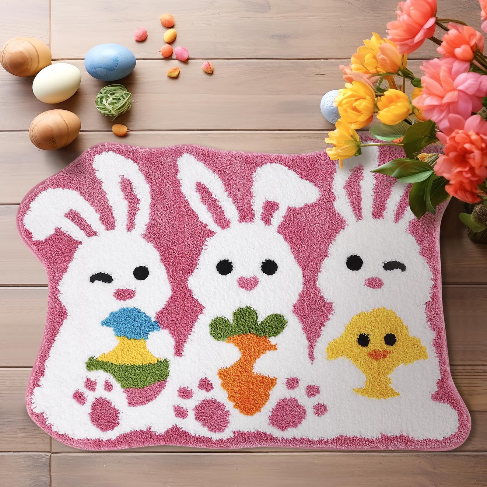 Easter Bunny Bath Mat - Easter Doormats Rugs，Non-Slip, Washable ...