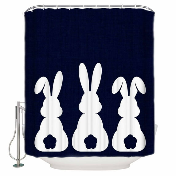 Easter Bunny Bathroom Shower Curtains with 12 Hooks Polyester ...