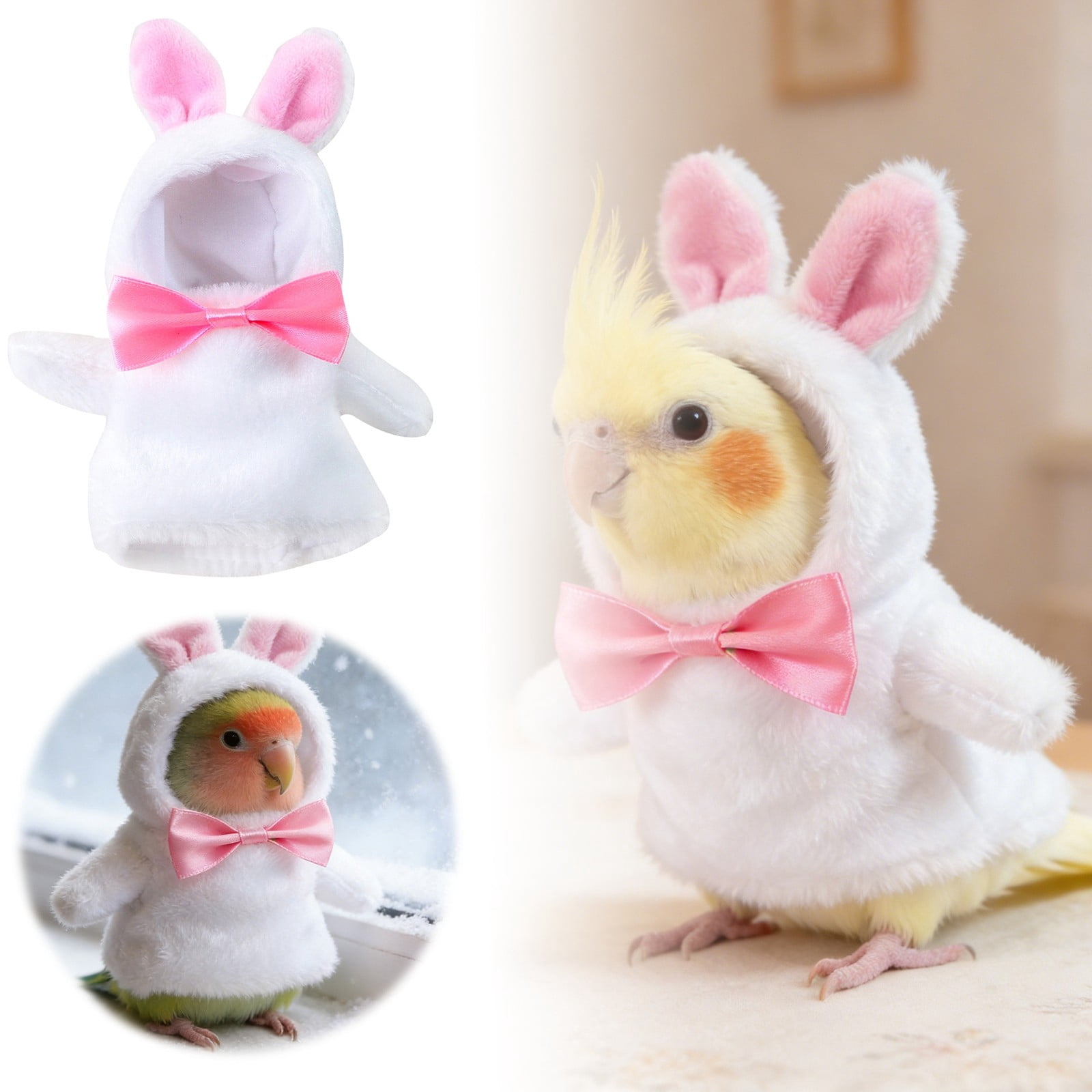 Easter Bunny Bird Cloak â Soft Plush Adjustable Pet Bird Outfit with ...