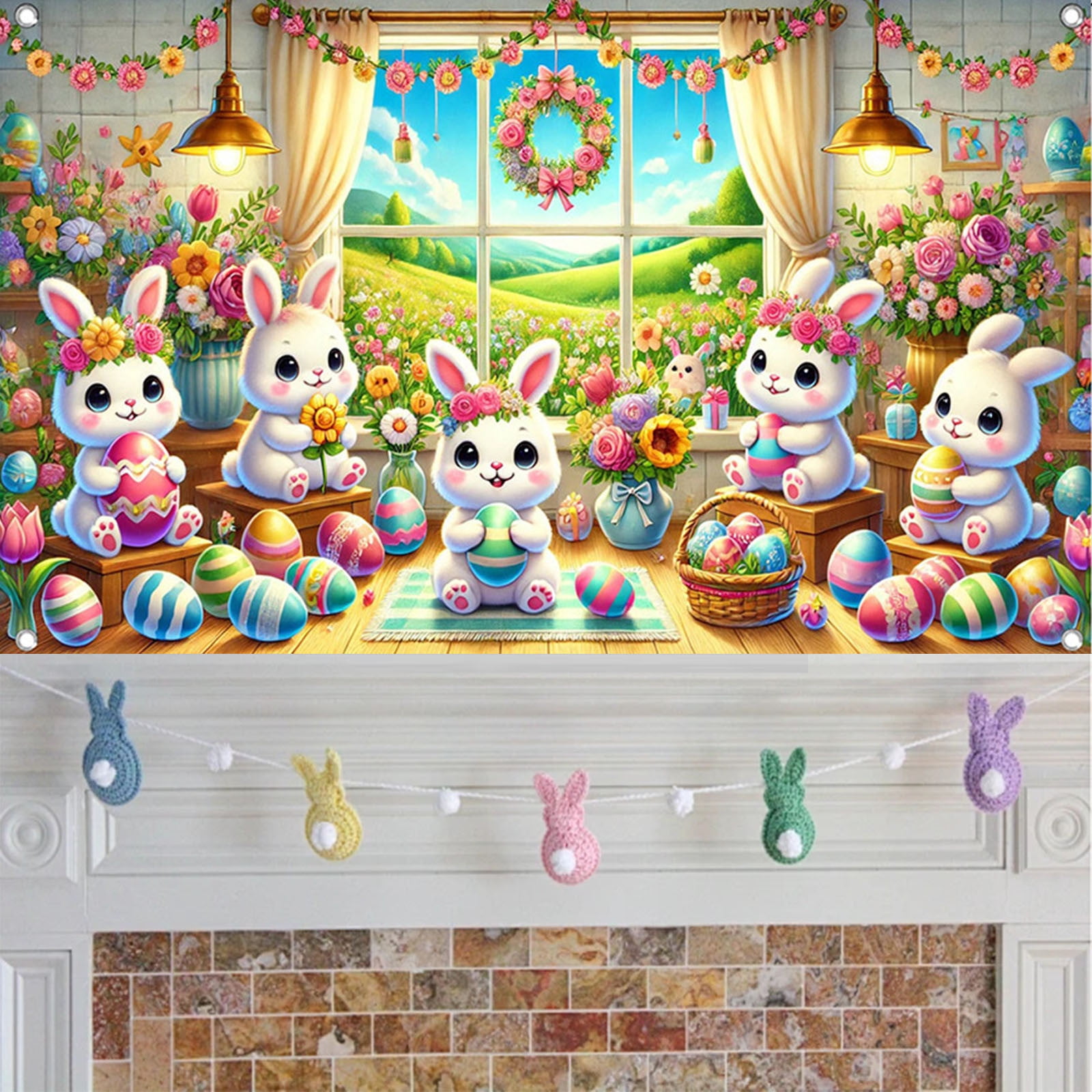 Easter Bunny Birthday Party Decorations for Kids Colorful Eggs Bunny ...