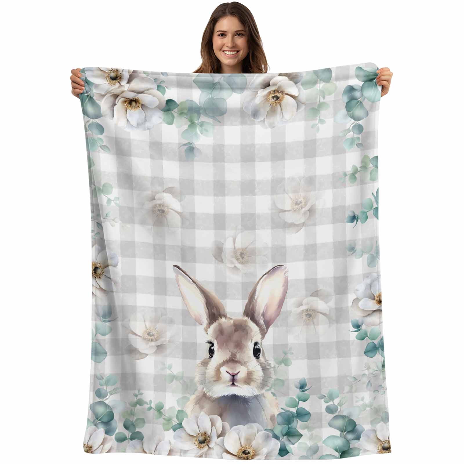 Easter Bunny Blanket Soft Cozy Warm Throw Blanket for Couch, Plush ...