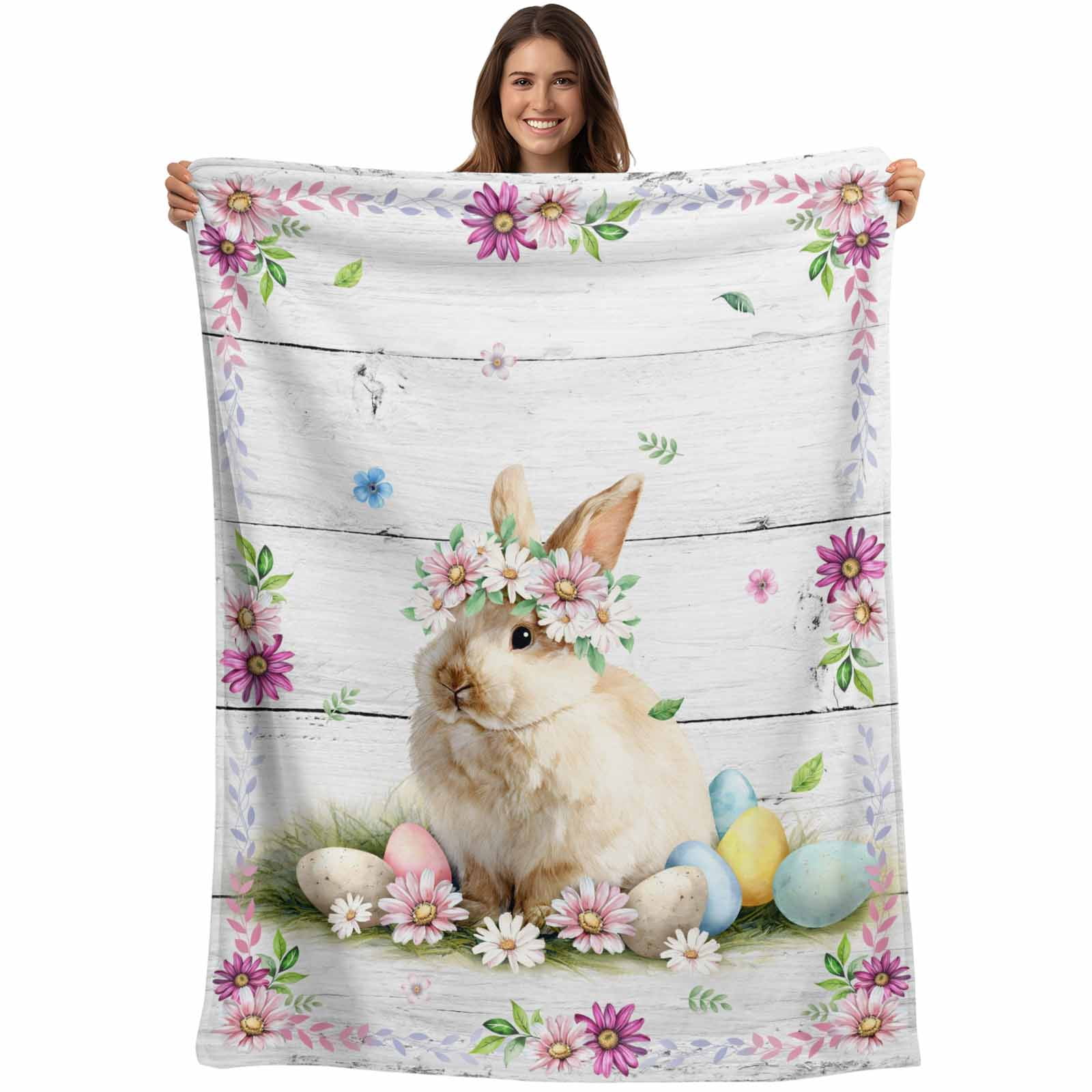Easter Bunny Blanket Soft Cozy Warm Throw Blanket for Couch, Plush ...