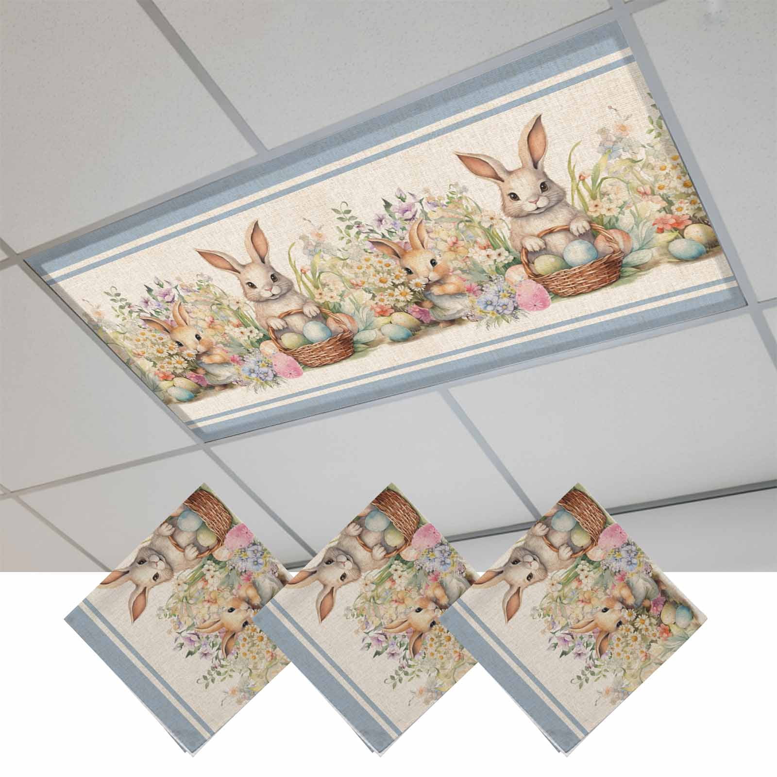 Easter Bunny Blue Fluorescent Light Covers, Rustic Daisy Flower Easter ...