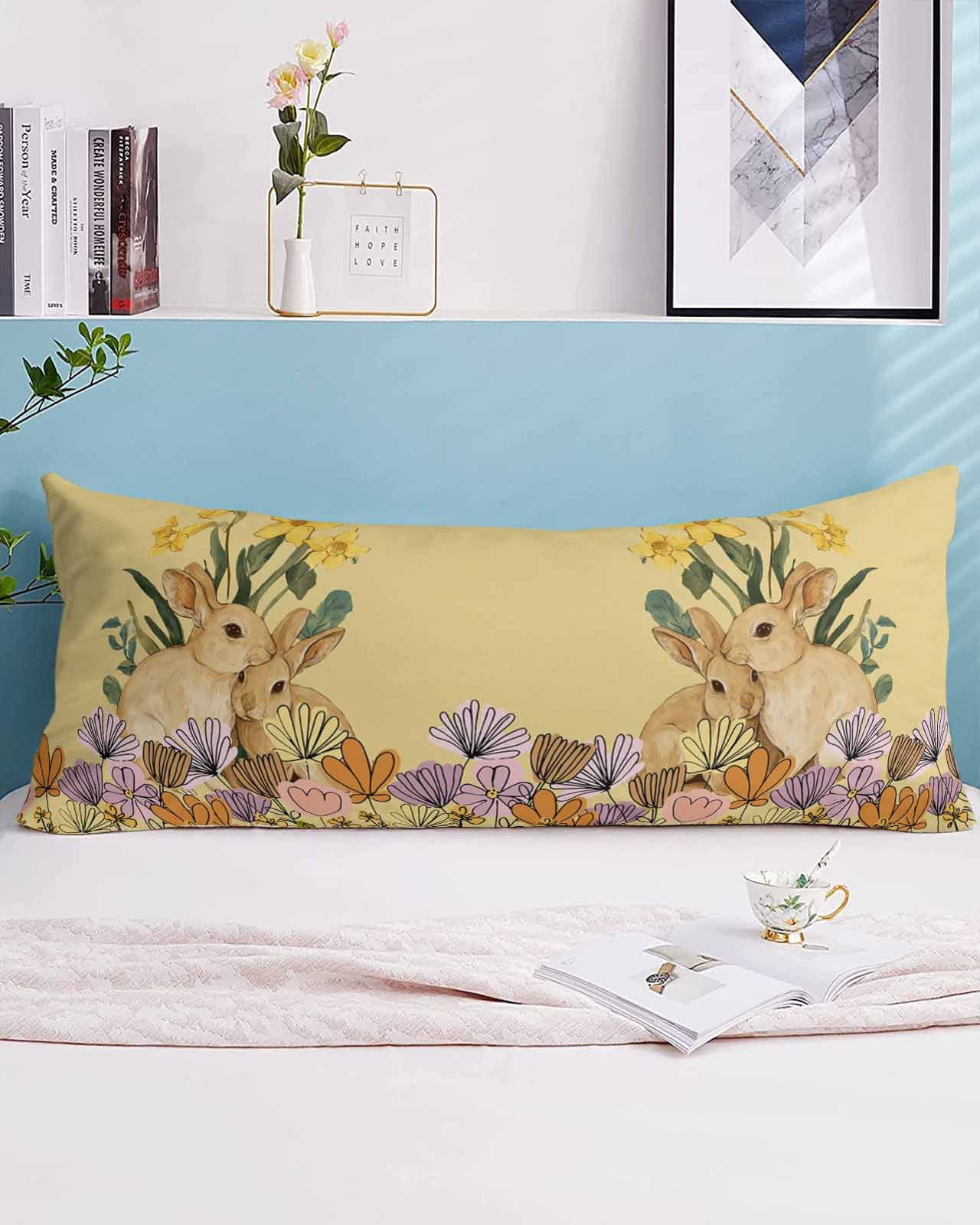 Easter Bunny Body Pillow Case Cover - Microfiber Bed Throw Pillow ...