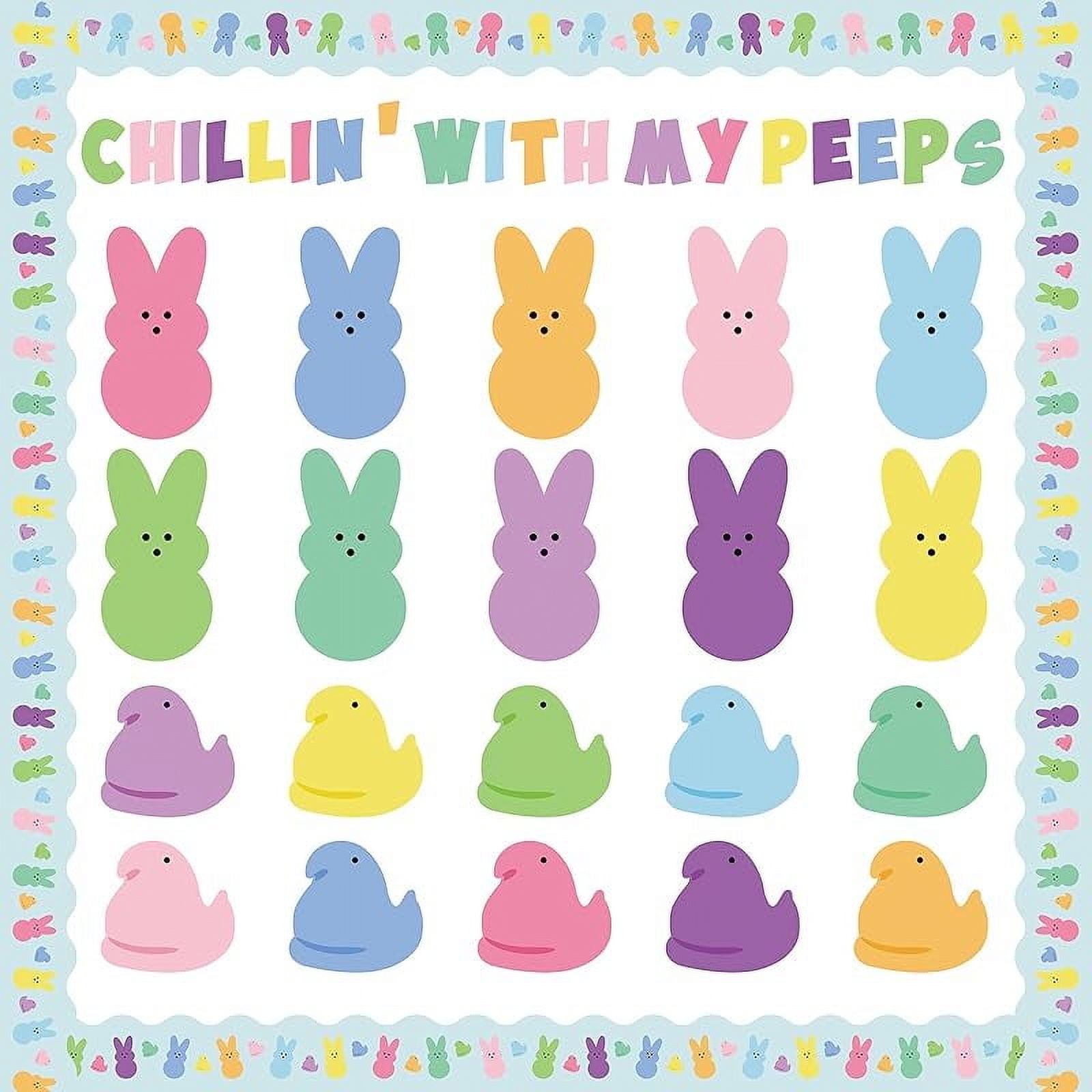 Easter Bunny Bulletin Board Cutouts - 119Pcs Easter Chick Chillin' with ...