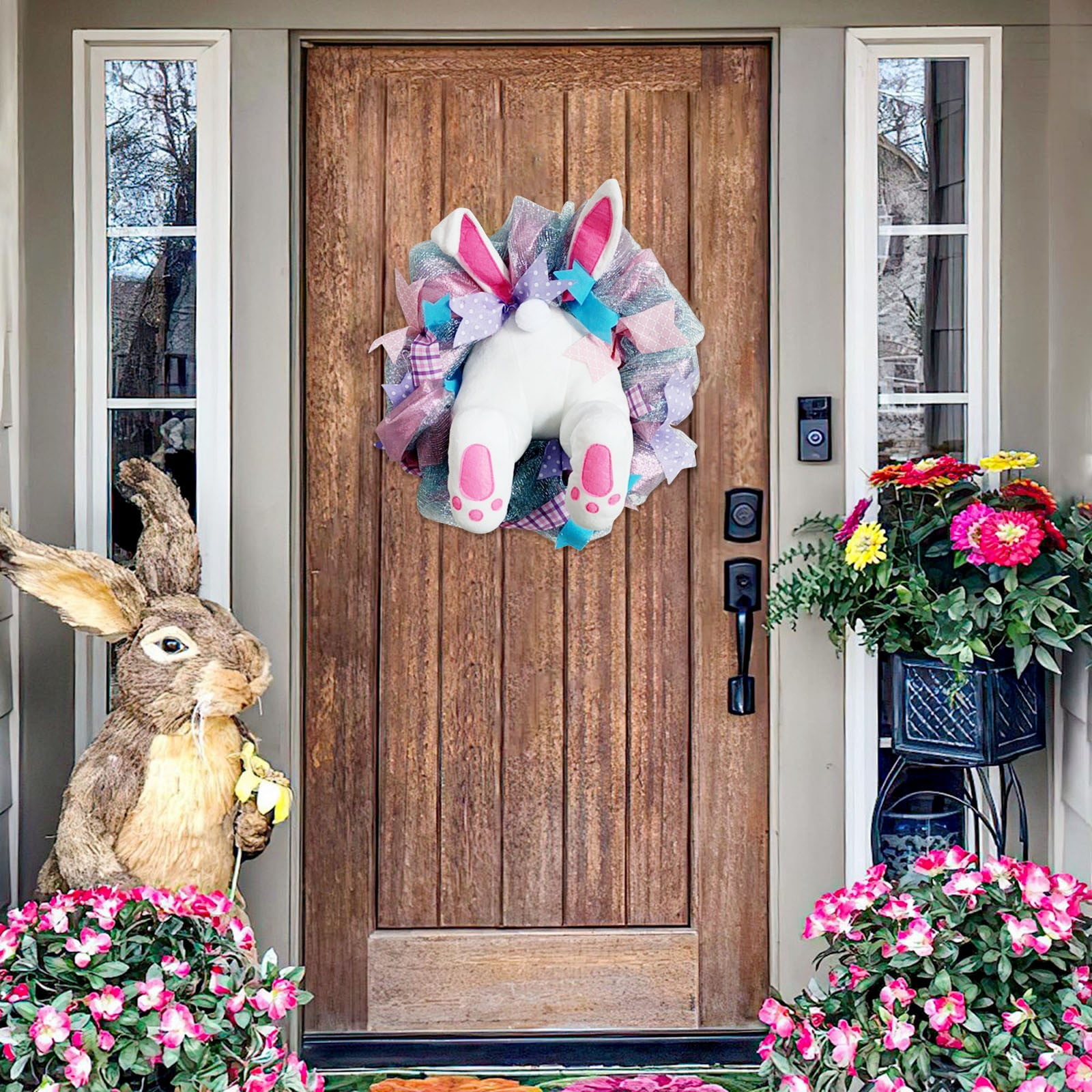 Easter Bunny Wreath Decorations, Spring Wreath Cute Rabbit Garland for ...