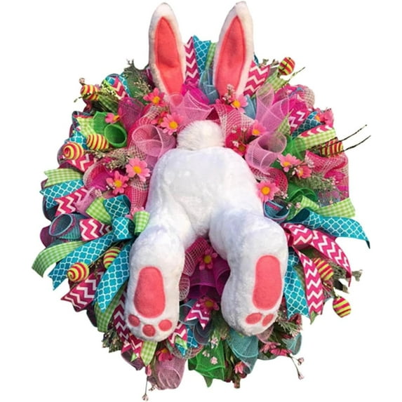 Easter Bunny Butt Wreath, Easter Door Wreath Thief Bunny Butt and Ears ...