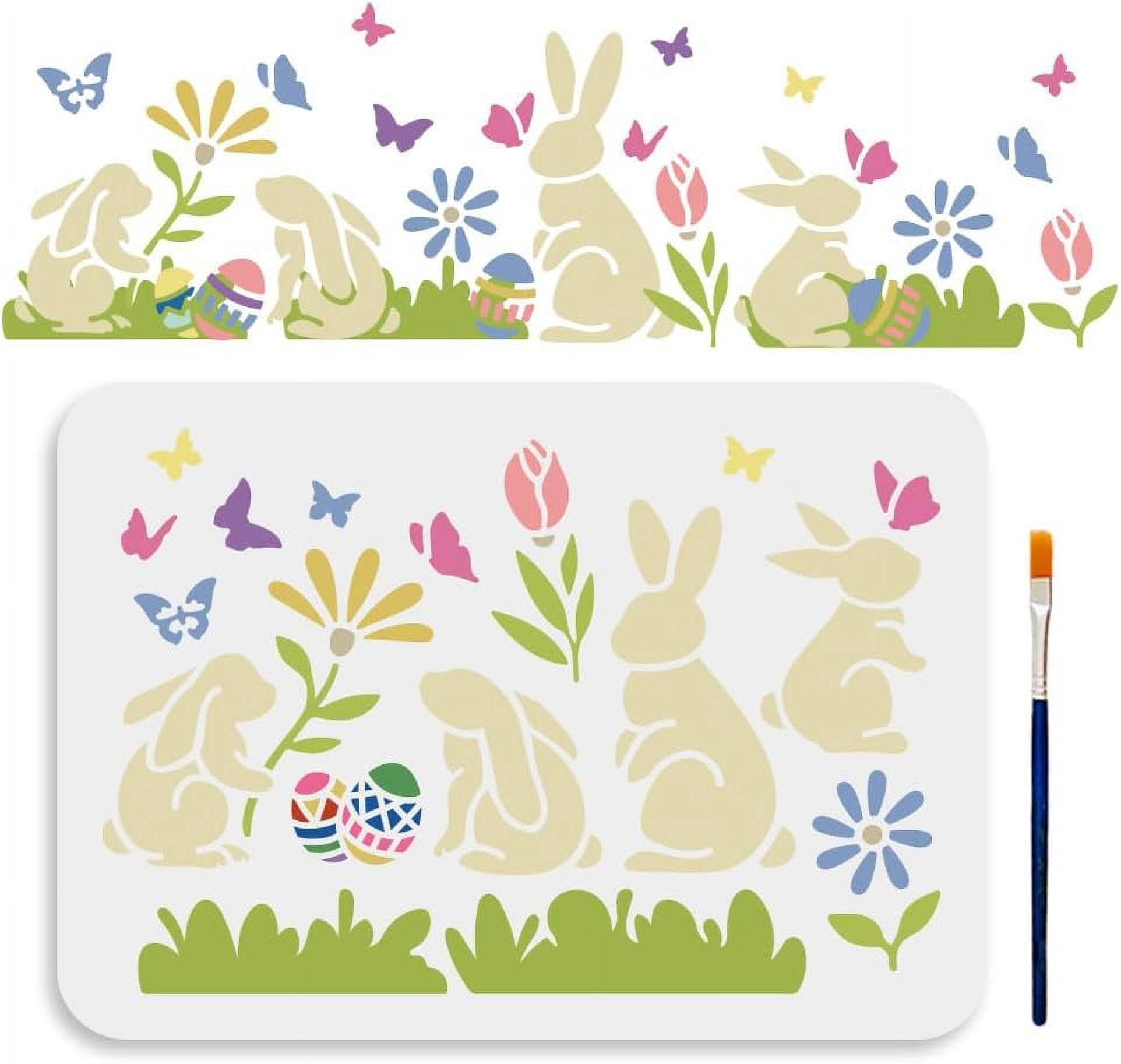 Easter Bunny Butterfly Stencils 11.7×8.3inch Large Easter Eggs Tulip ...