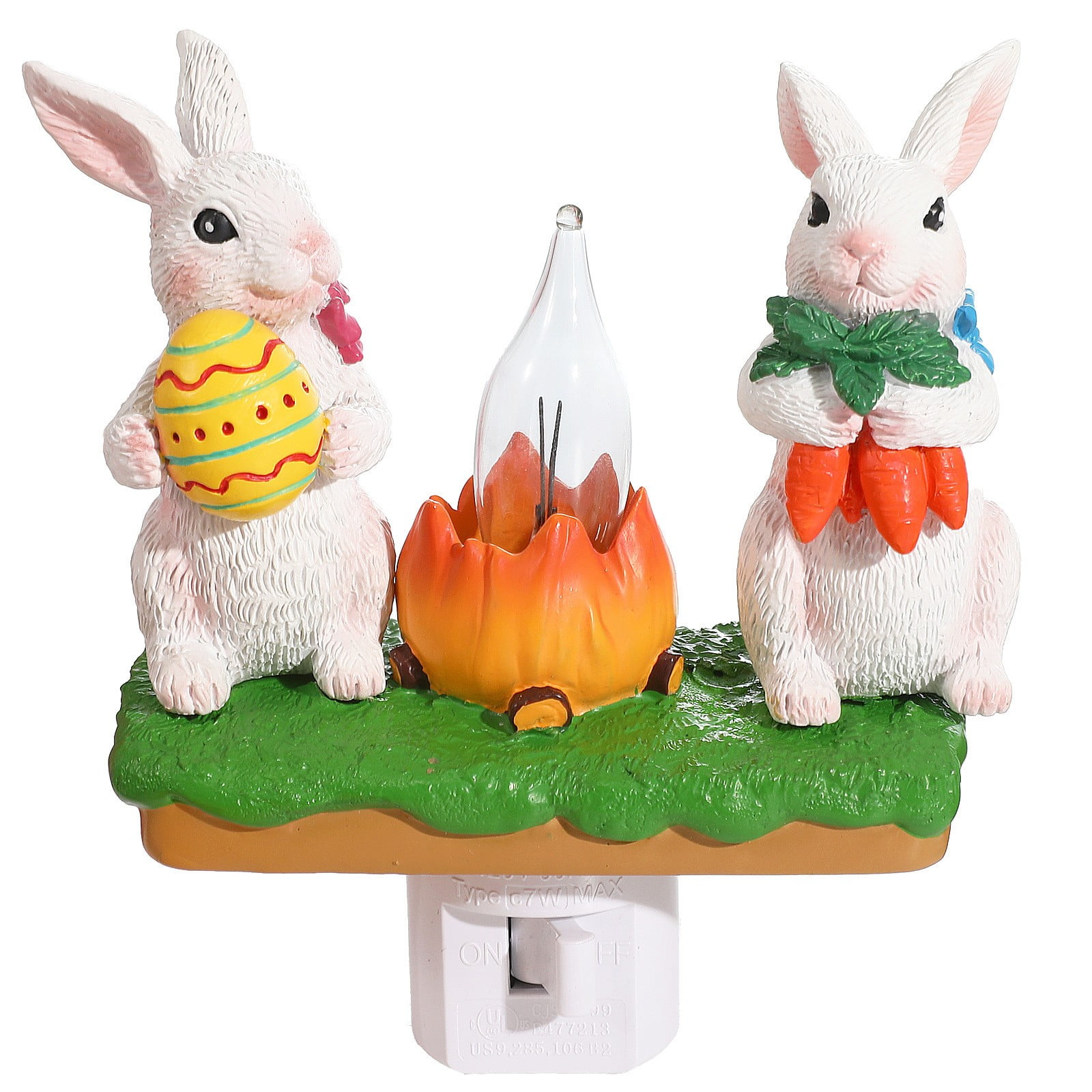 Easter Bunny Campfire Night Light, Resin Plug-In Wall Light with ...