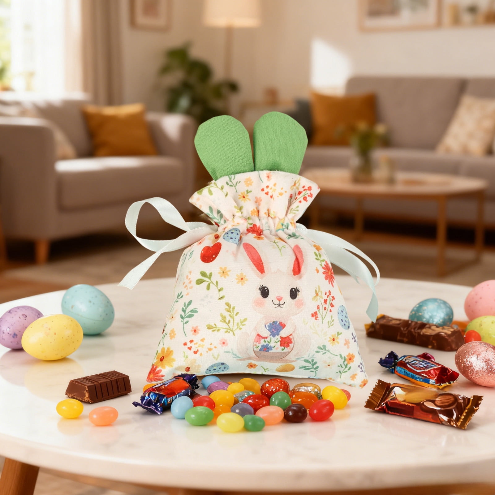 Easter Bunny Candy Bag, Durable Large Rabbit Pattern Storage Bag with ...
