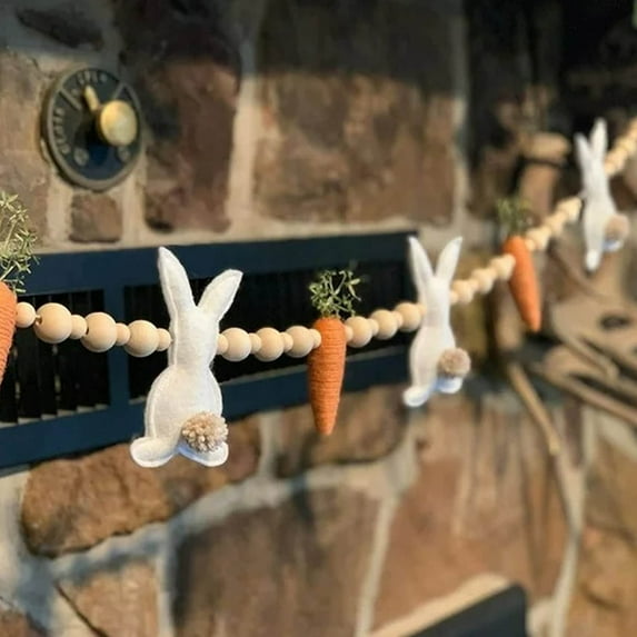 Outdoor Easter Bunny & Carrot Garland, Door Decor for Happy Easter ...