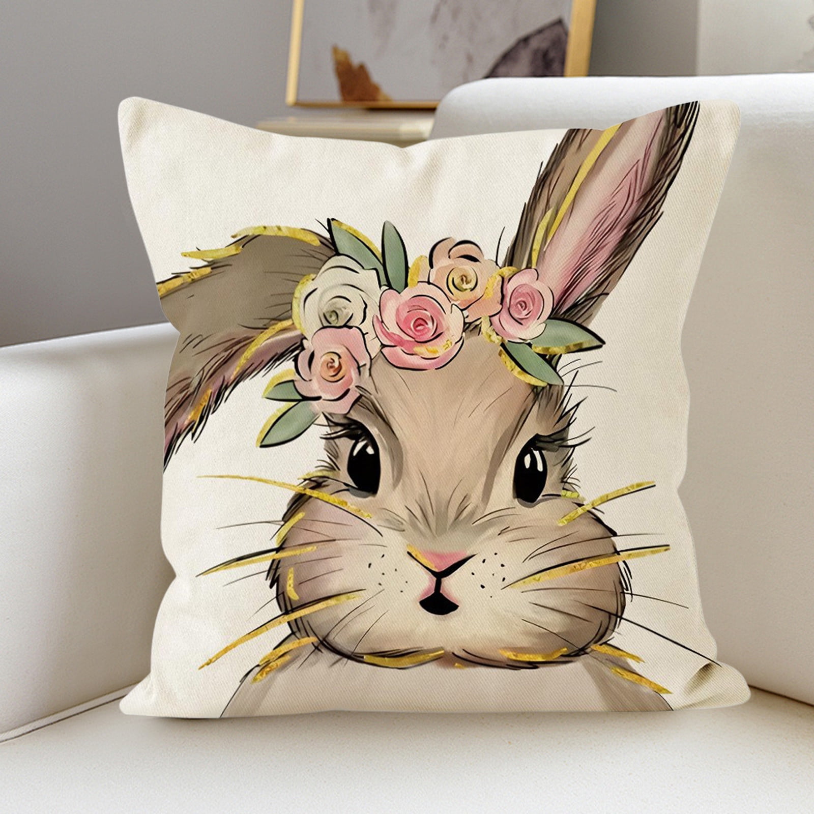 Easter Bunny Carrot Pillow Cover Decorative Throw Pillow Case for Living Room Bedroom Sofa ...