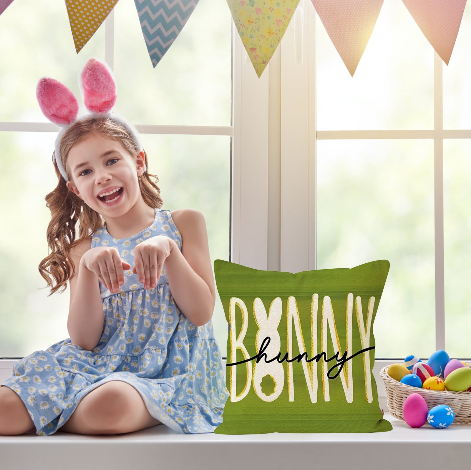 Easter Bunny Carrot Pillow Cover Decorative Throw Pillow Case for Living Room Bedroom Sofa ...