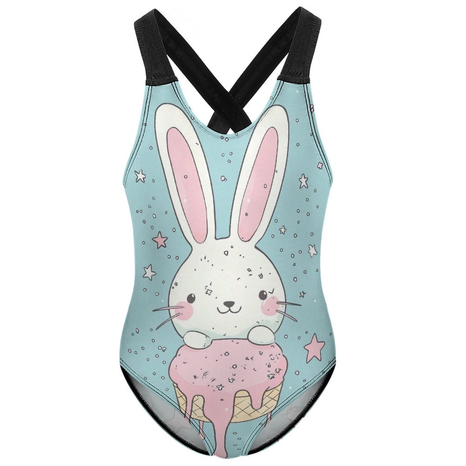 Easter Bunny Cartoon girls one-piece swimsuit beach swimsuit suitable ...