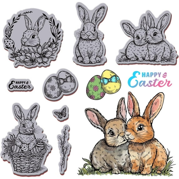 Easter Bunny Cling Rubber Stamps Easter Day EVA Cling Mount Stamps ...