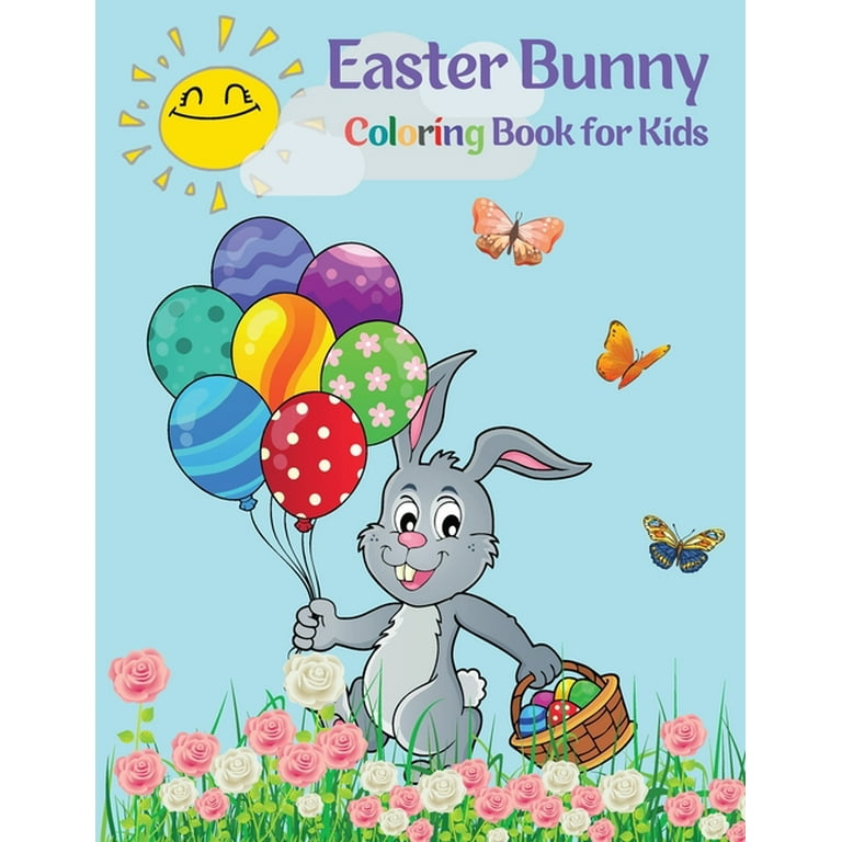 bunnies with happy easter coloring pages