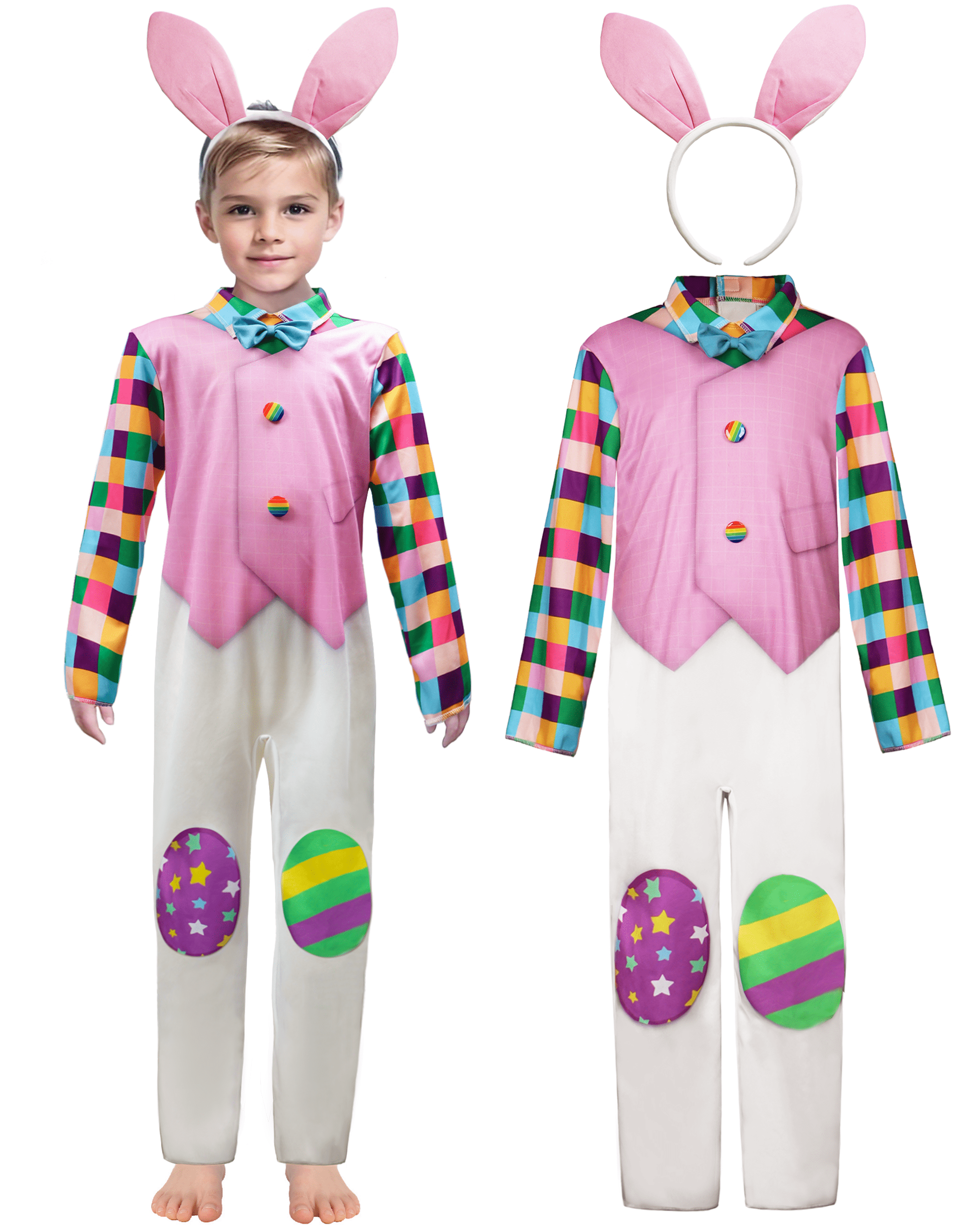 Easter Bunny Costume for Kids, 2 Pcs Jumpsuit Rabbit Ears Headband ...