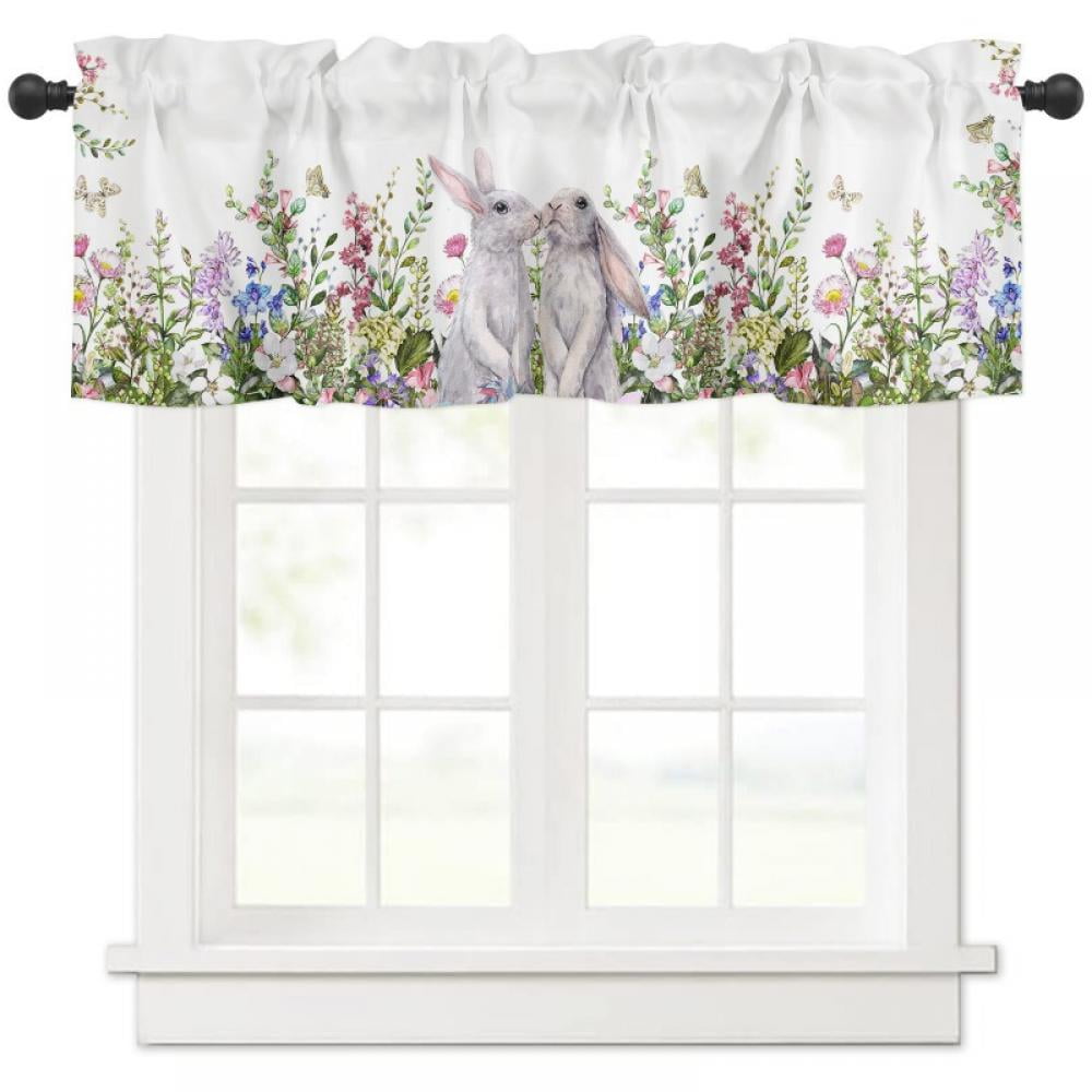 Easter Bunny Curtain Kitchen Curtain Window Decor Half Curtain Room ...