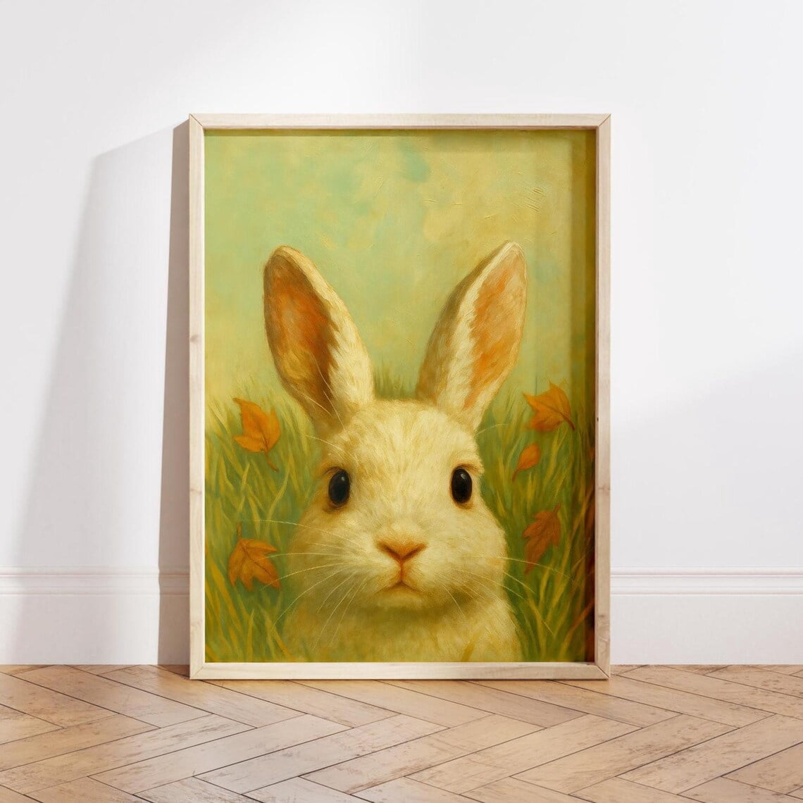 Easter Bunny Cute Rabbit Art Pastel Spring Wall Decor, Stretched Canvas ...