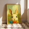 Easter Bunny Cute Rabbit With Eggs Art Pastel Spring Wall Decor ...