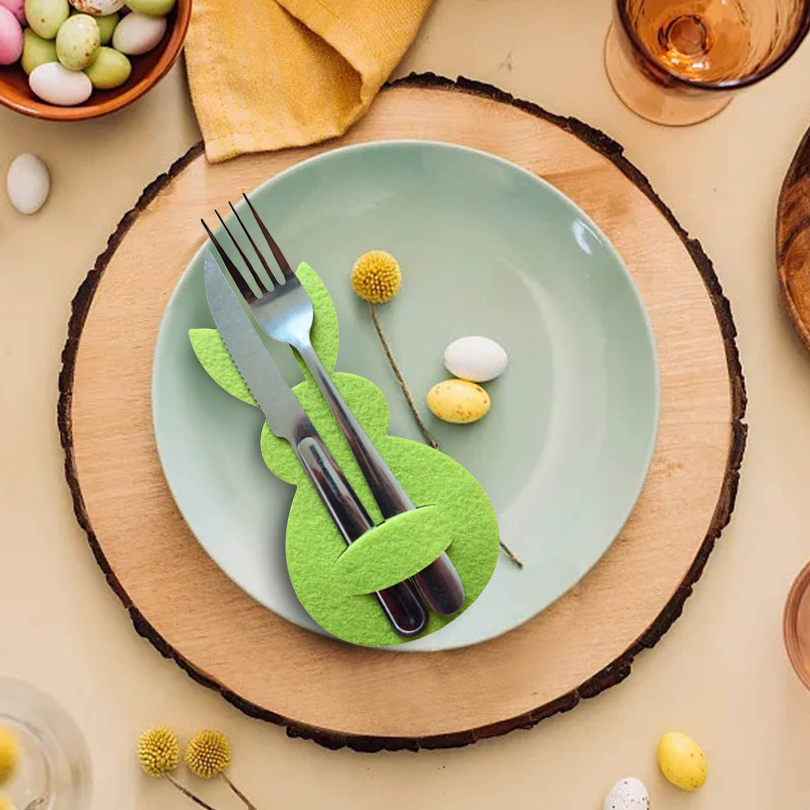 Easter Bunny Cutlery Set - 4-Piece Fork Bag in 6 Colors, Bunny-Shaped ...